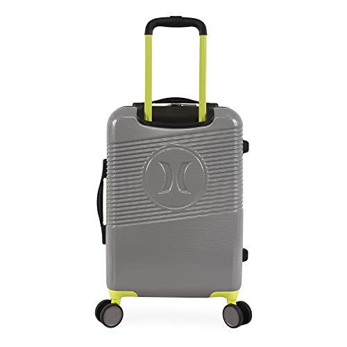Hurley Looper Hardside Spinner Luggage, Light Grey Neon, Carry-On 21-Inch