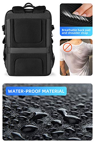 Markryden Laptop Backpack with raincover carry-on travel backpack water-proof expandable backpack with Rain Cover USB Charging Port for School Travel Work Bag Fits 17.3/15.6 Inch Laptop