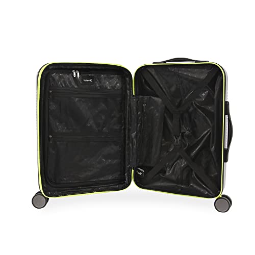 Hurley Looper Hardside Spinner Luggage, Light Grey Neon, Carry-On 21-Inch