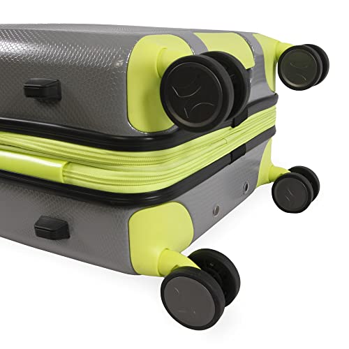 Hurley Looper Hardside Spinner Luggage, Light Grey Neon, Carry-On 21-Inch