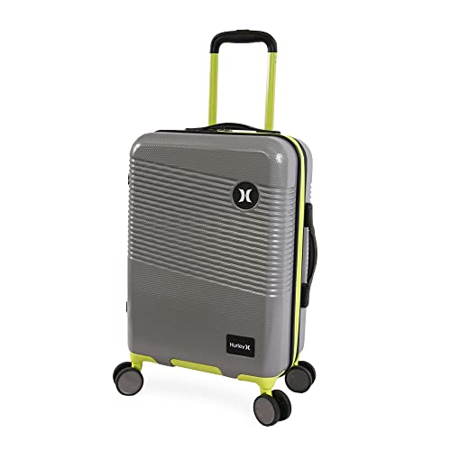 Hurley Looper Hardside Spinner Luggage, Light Grey Neon, Carry-On 21-Inch