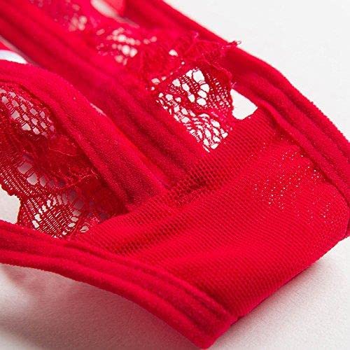 Sekexi Women’s Sexy Panties,Lace G-String Panties for Women Thongs G Strings with Pearls Ball Lace (as1, alpha, m, regular, regular, Red)