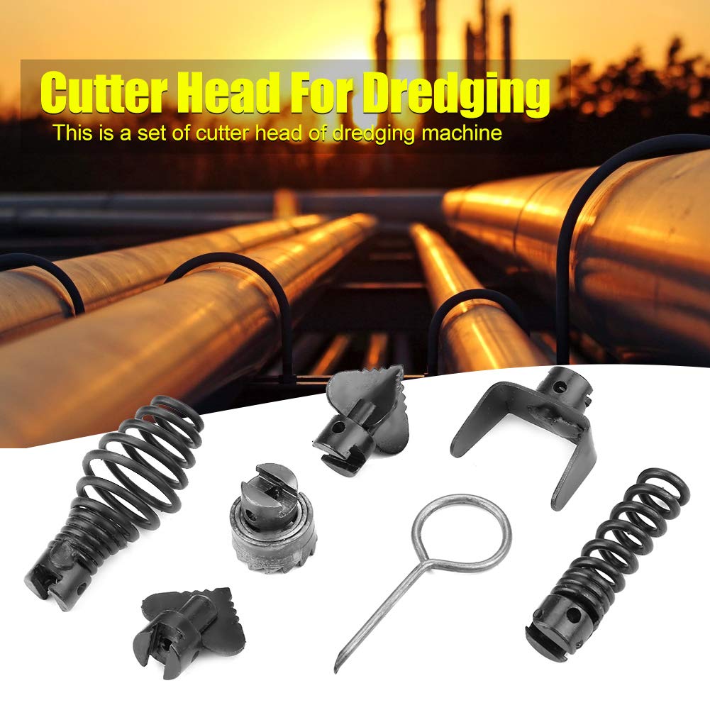 Watris Veiyi Drain Cleaner Combination Cutter Head Set, 7 PCS 16mm Manganese Steel Pipe Dredge Cutter Heads for Pipeline Dredging Machine