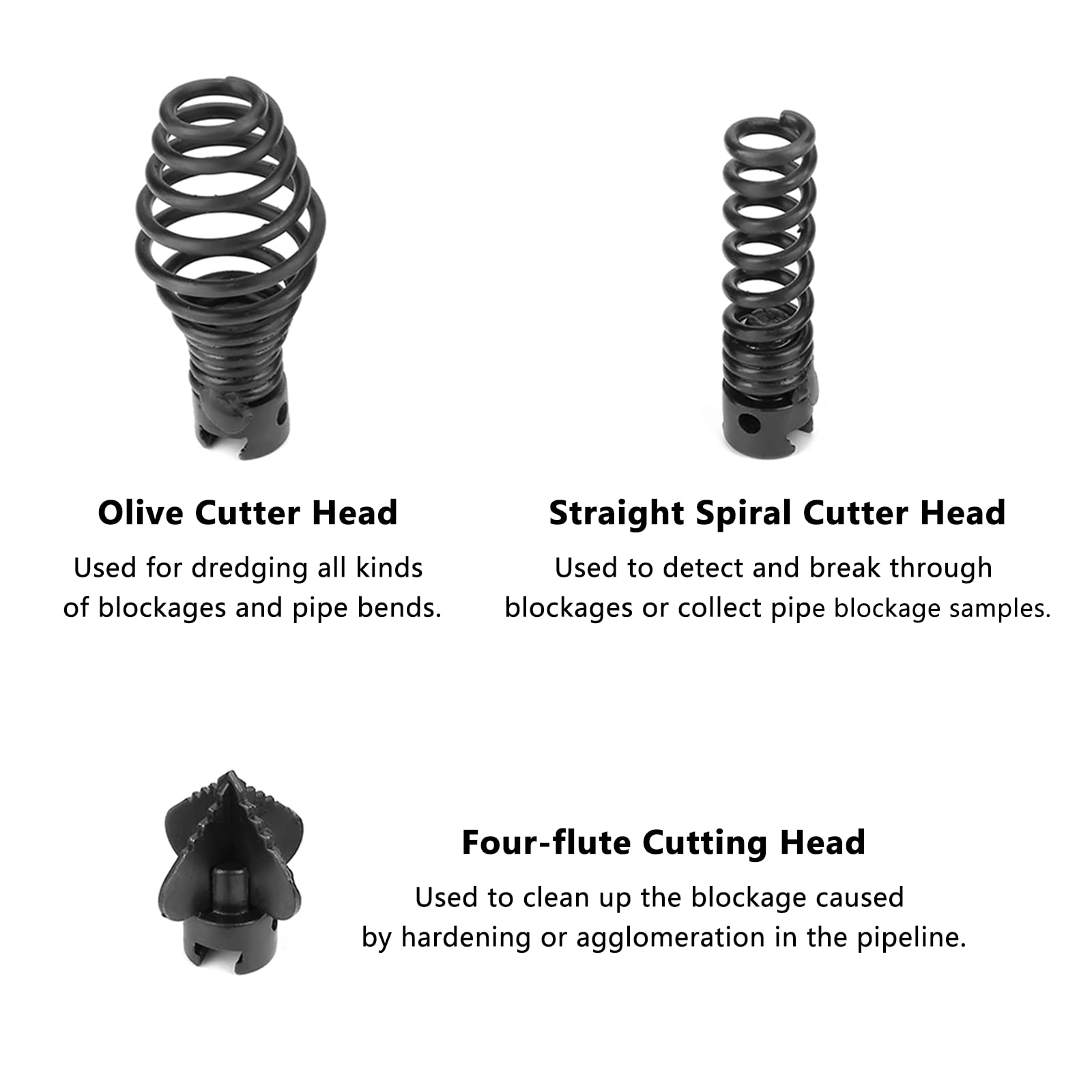 Watris Veiyi Drain Cleaner Combination Cutter Head Set, 7 PCS 16mm Manganese Steel Pipe Dredge Cutter Heads for Pipeline Dredging Machine