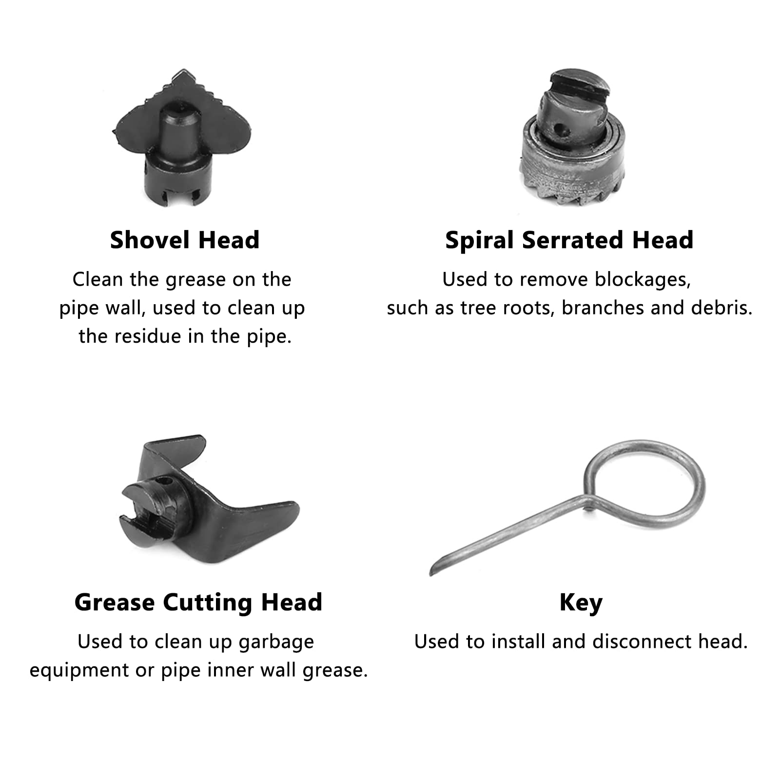 Watris Veiyi Drain Cleaner Combination Cutter Head Set, 7 PCS 16mm Manganese Steel Pipe Dredge Cutter Heads for Pipeline Dredging Machine
