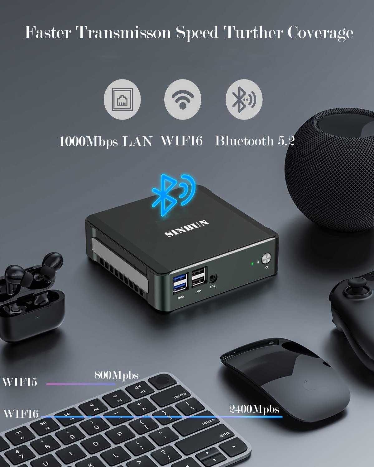 Mini PC, Intel i7-8565U(up to 4.6GHz) Mini Desktop Computer, 16GB DDR4 512GB NVMe SSD Mini Computers Windows 11 Pro, 4K Triple Display Output, Iris Xe Graphics, RJ45 LAN WiFi6 BT5.2, USB 6 Ports