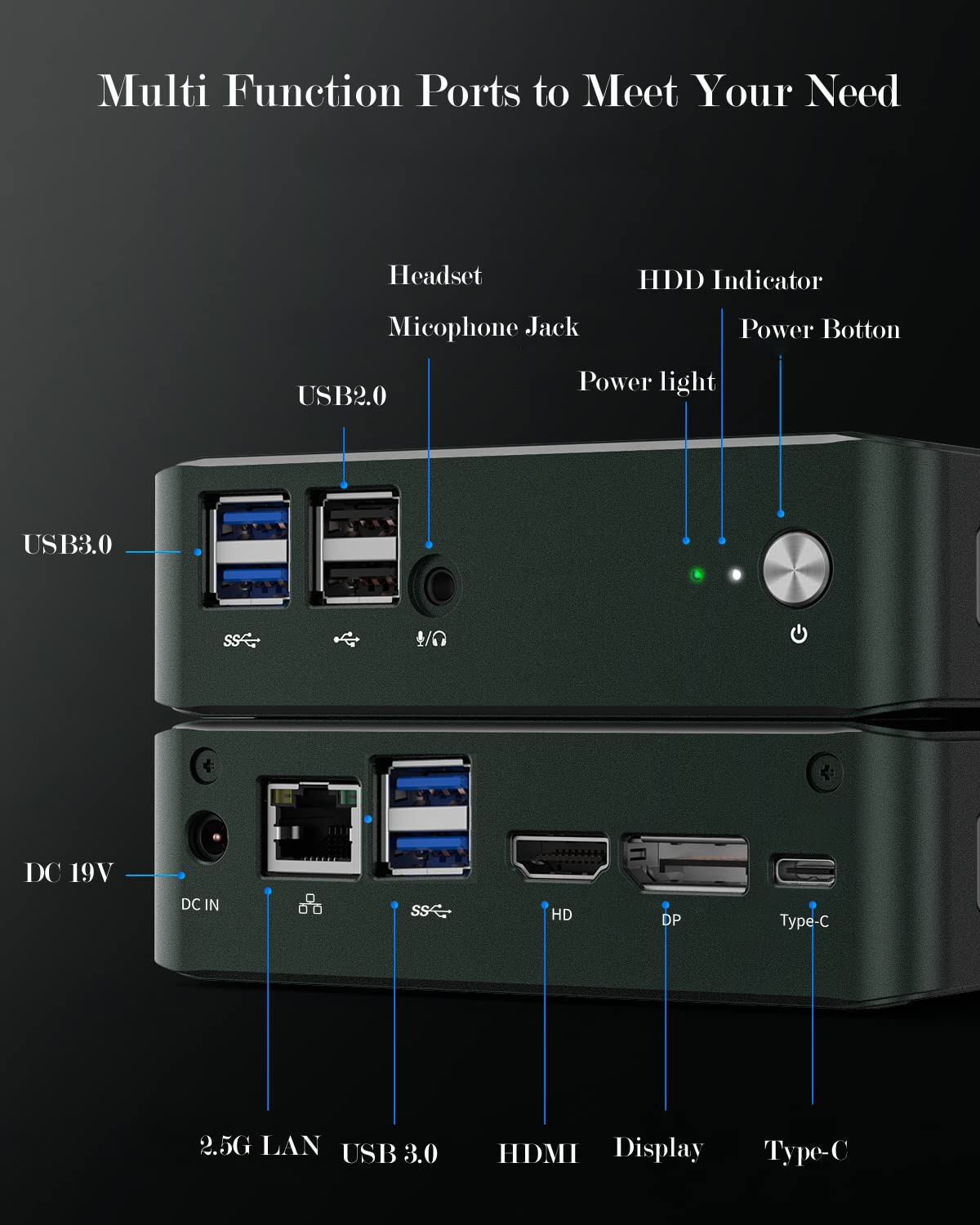 Mini PC, Intel i7-8565U(up to 4.6GHz) Mini Desktop Computer, 16GB DDR4 512GB NVMe SSD Mini Computers Windows 11 Pro, 4K Triple Display Output, Iris Xe Graphics, RJ45 LAN WiFi6 BT5.2, USB 6 Ports