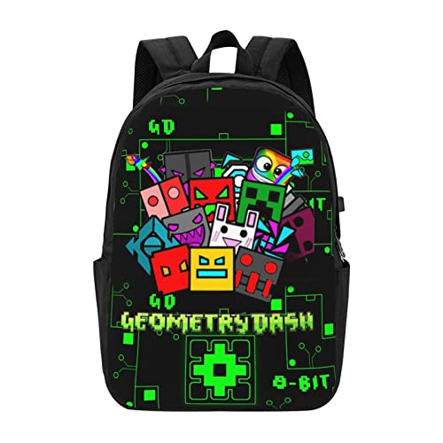 Cute-Ge-Ometry USB Backpack 17 in Shoulders Bags Laptop School Knapsack Daypacks Travel Women Men