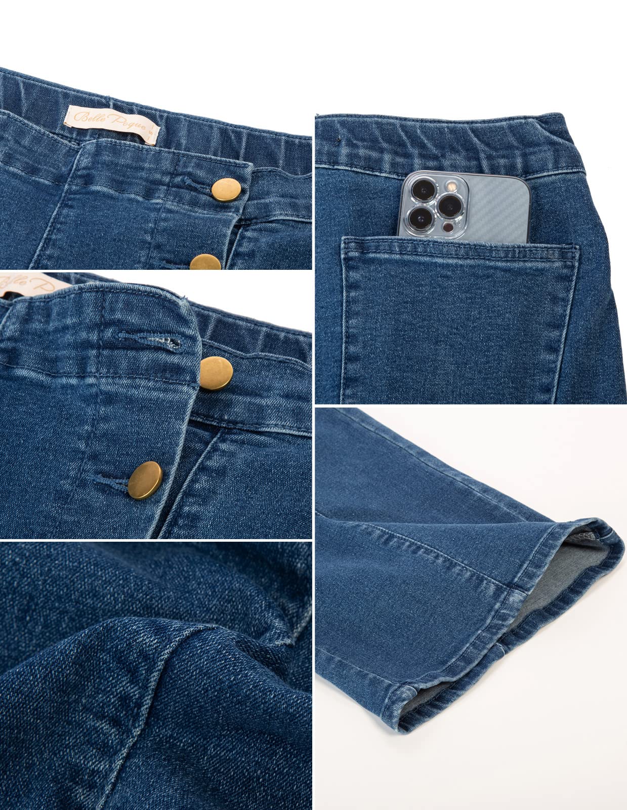 Belle Poque Womens Flare Jeans High Waisted Wide Leg Baggy Jean for Women Stretch Denim Pants Size 8 Size 10 Light Blue