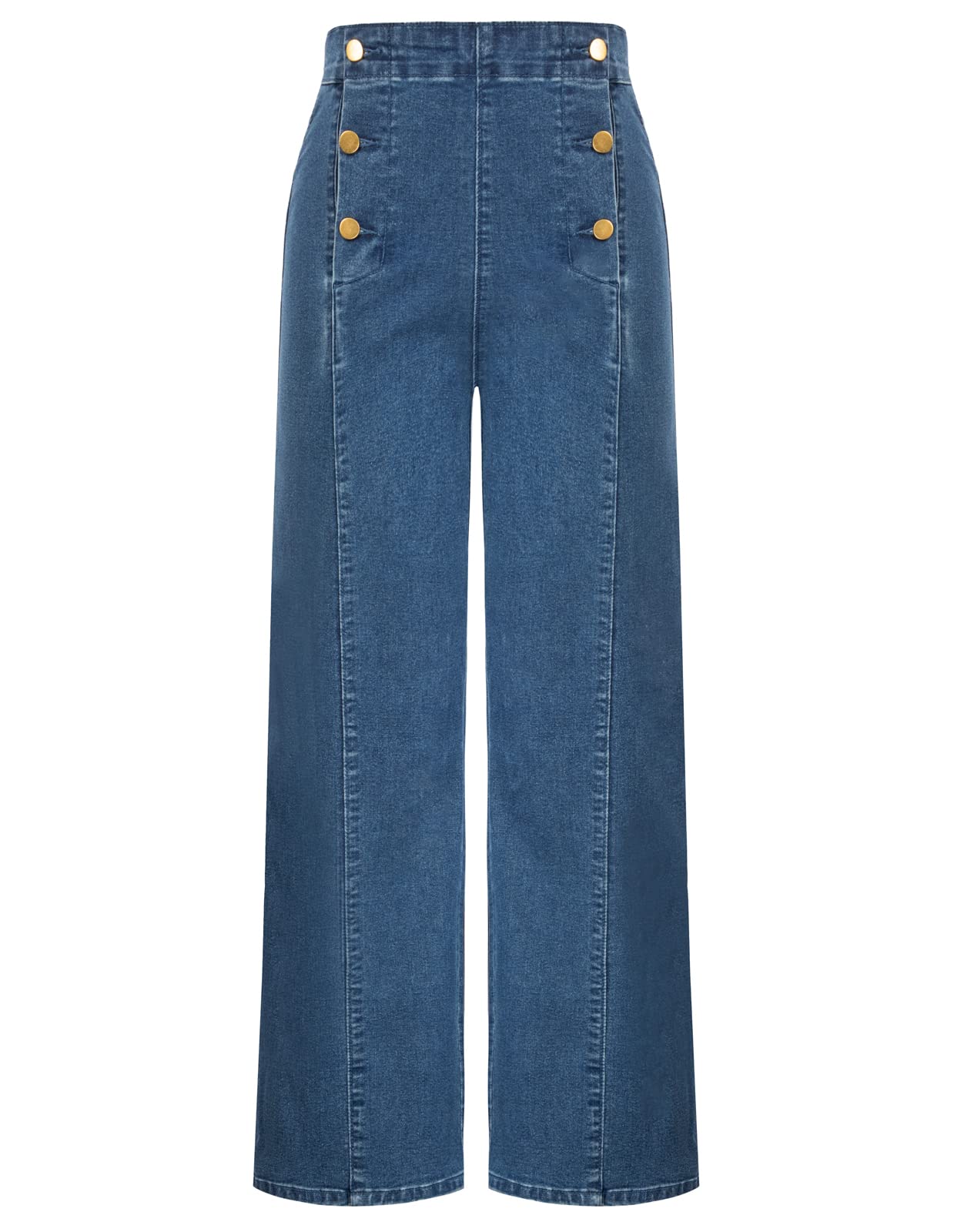 Belle Poque Womens Flare Jeans High Waisted Wide Leg Baggy Jean for Women Stretch Denim Pants Size 8 Size 10 Light Blue