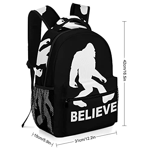 Bigfoot Sasquatch Believe Printed School Bag Cute Bookbags Funny Schoolbag Backpack For Teens