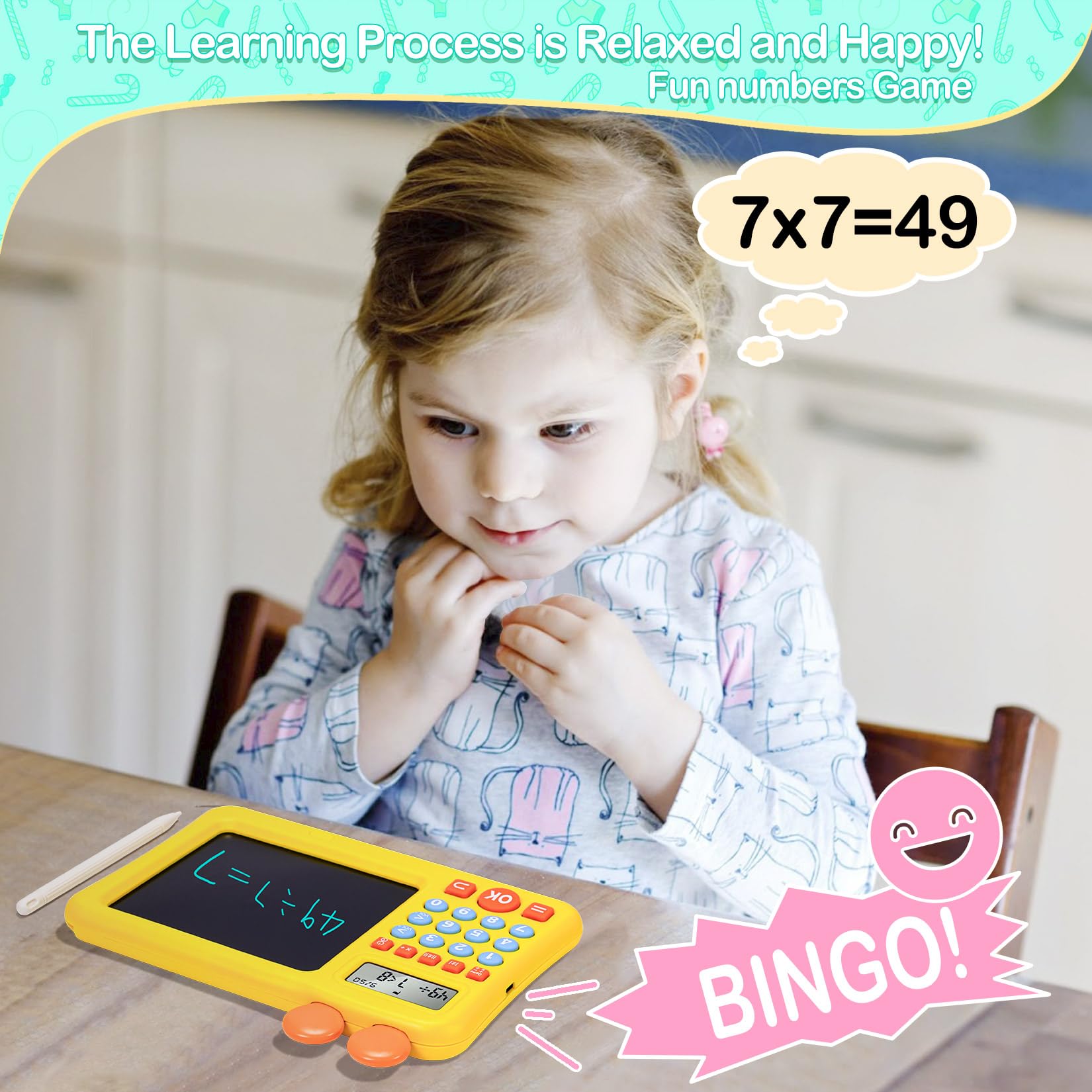 Math Games with LCD Writing Tablet,Calculator Games for Kids,Math Toys with Addition, Subtraction, Division and Multiplication Game,Math Manipulatives Gifts for Boys Girls Age 3+