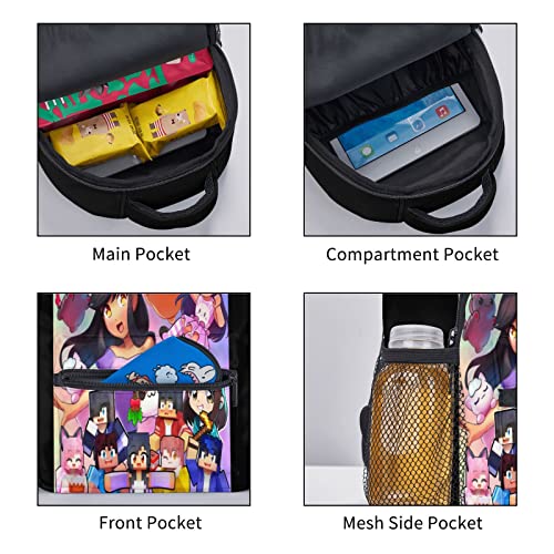 YAOJIAADM Anime Backpack Schoolbag 3D Printed Large Capacity Waterproof Nylon Backpack Adjustable Shoulder Strap Suitable for Travel Picnic Black