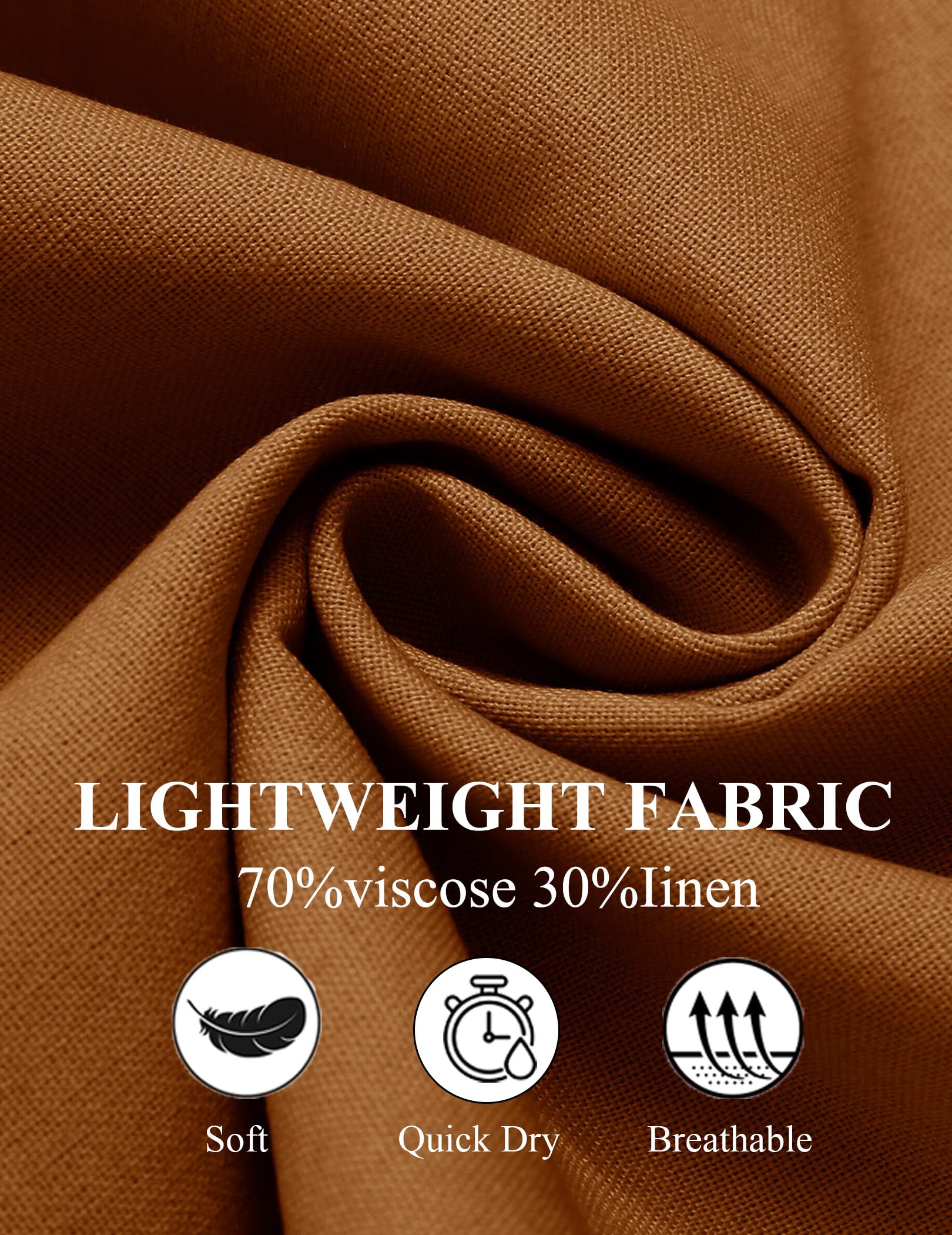 COOFANDY Men's Baggy Capri Trousers Casual Drawstring Vacation Hippie Summer Beach Linen Pants Lightweight Loose Yoga Pants Brown