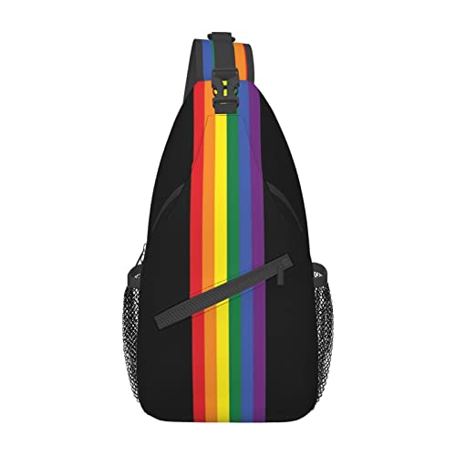MANQINF Funny Rainbow Lgbt Gay Pride Sling Bag Crossbody Backpack for Men Women Lgbt Sling Backpack Hiking Daypack