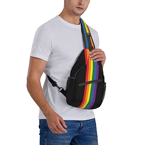 MANQINF Funny Rainbow Lgbt Gay Pride Sling Bag Crossbody Backpack for Men Women Lgbt Sling Backpack Hiking Daypack