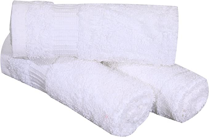 GOLD TEXTILES Premium Washcloths Towel Set (48 Pack, White, 12x12 Inches) Multi-Purpose Soft, Machine Washable Sports & Workout Towels (Pack of 48-12x12)