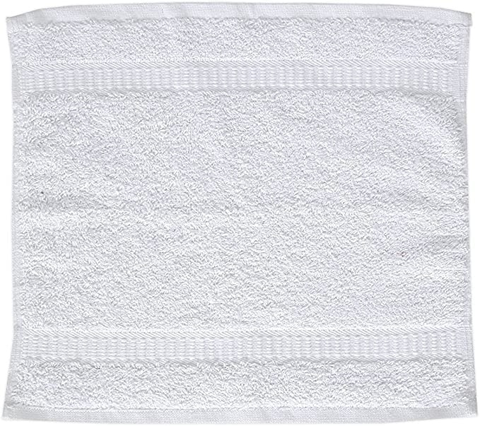 GOLD TEXTILES Premium Washcloths Towel Set (48 Pack, White, 12x12 Inches) Multi-Purpose Soft, Machine Washable Sports & Workout Towels (Pack of 48-12x12)