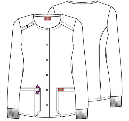 Dickies EDS Women Warm Up Scrubs Jacket Snap Front DK309, L, Fillings For You