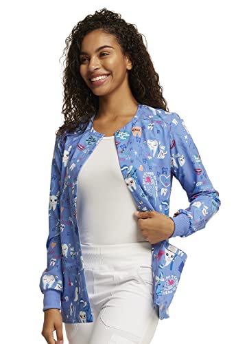 Dickies EDS Women Warm Up Scrubs Jacket Snap Front DK309, L, Fillings For You
