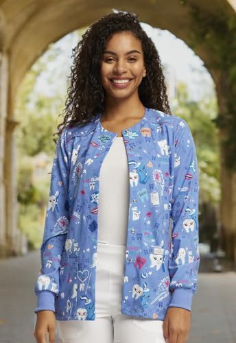 Dickies EDS Women Warm Up Scrubs Jacket Snap Front DK309, L, Fillings For You