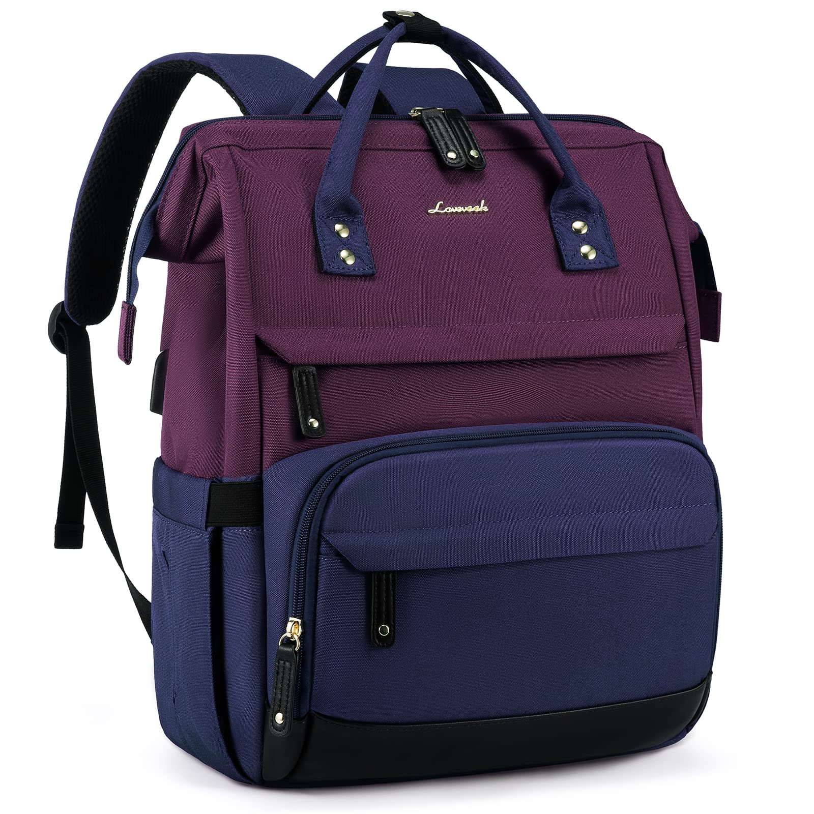 LOVEVOOK Laptop Backpack for Women, 15.6 Inch Work Business Backpacks Purse with USB Port, Large Capacity Nurse Bag College Bookbag for School, Waterproof Casual Daypack for Travel