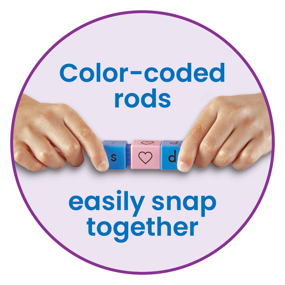 hand2mind Reading Rods Building Sight Words, Word Building Activities, Letter Blocks, Sight Words Kindergarten, CVC Words Spelling Toys, Reading Tools for Kids, Science of Reading Manipulatives