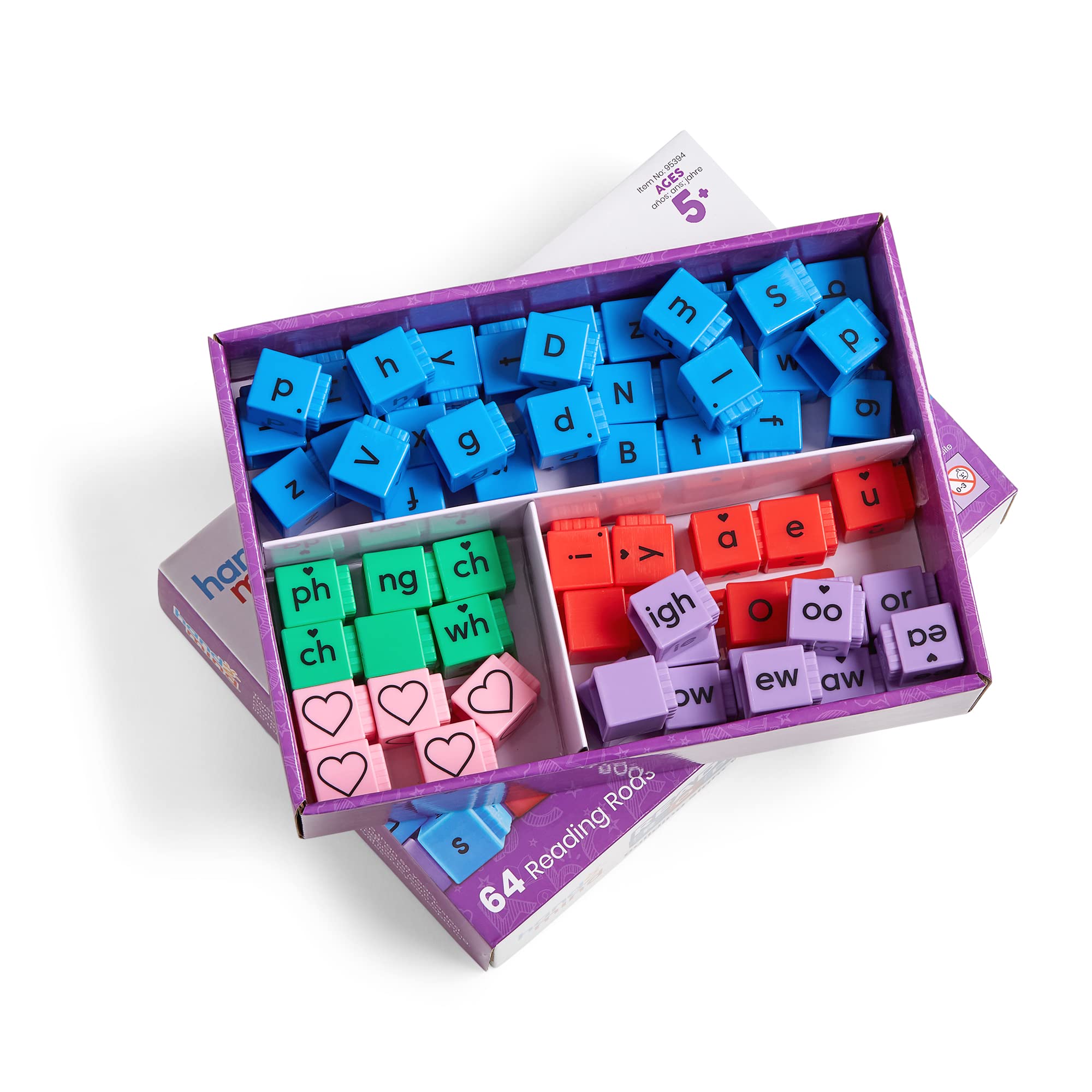hand2mind Reading Rods Building Sight Words, Word Building Activities, Letter Blocks, Sight Words Kindergarten, CVC Words Spelling Toys, Reading Tools for Kids, Science of Reading Manipulatives