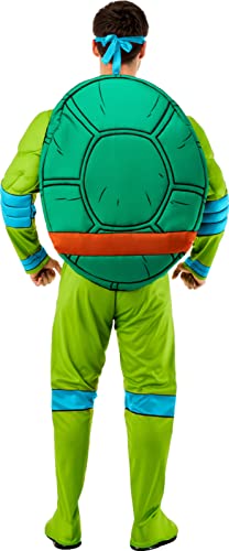 Rubies Men's Teenage Mutant Ninja Turtles Deluxe Leonardo Costume Jumpsuit, Shell, and Eye-Mask, As Shown, Medium