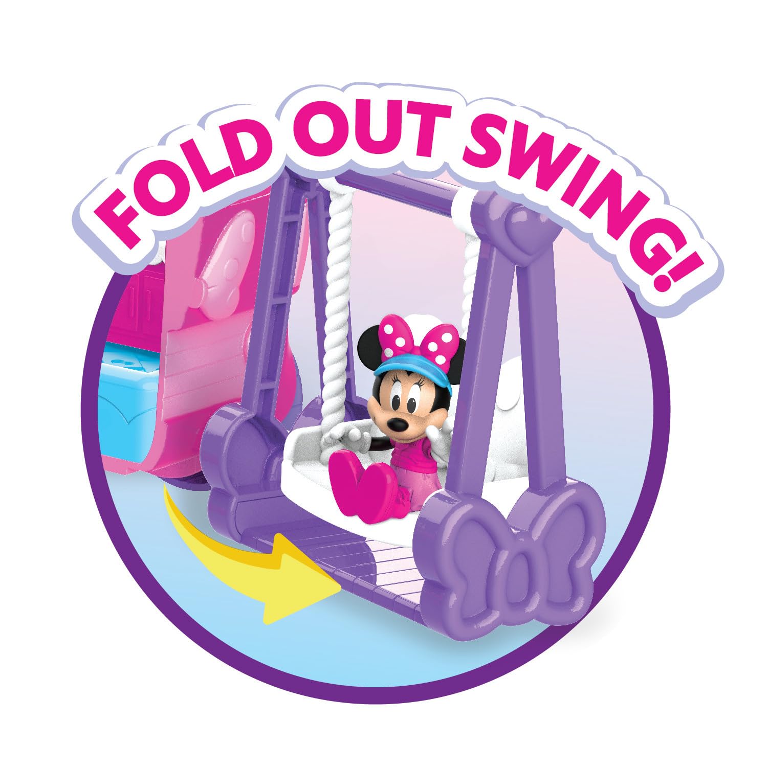 Disney Junior Minnie Mouse Bows-A-Glow Rolling Glamper 13-piece Figures and Playset, Kids Toys for Ages 3 Up, Amazon Exclusive by Just Play