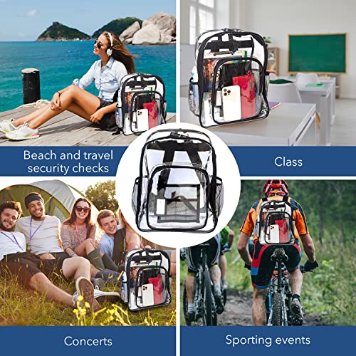 MYPALMER Large Heavy Duty Clear Backpack for school, work, events & travel | Combination Lock And Name Tag | Transparent Backpack | See Through Backpack