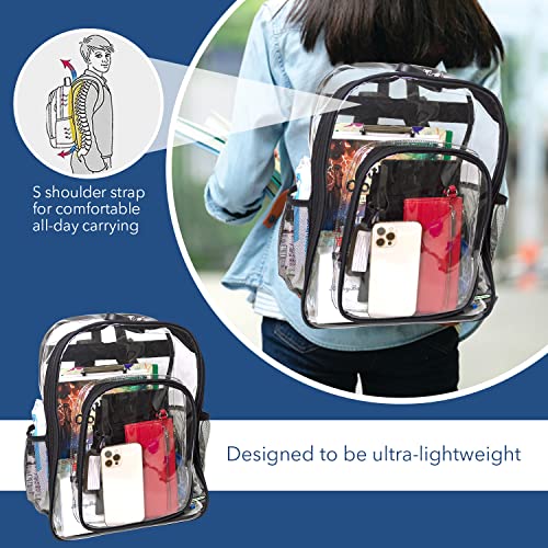MYPALMER Large Heavy Duty Clear Backpack for school, work, events & travel | Combination Lock And Name Tag | Transparent Backpack | See Through Backpack