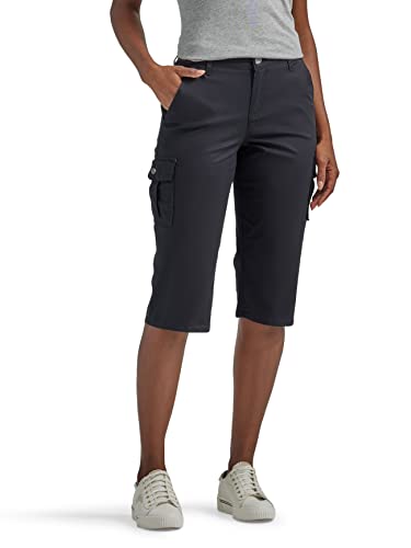 Lee Women's Flex-to-Go Mid-Rise 15" Cargo Skimmer Capri Pant, Black, 10 Petite