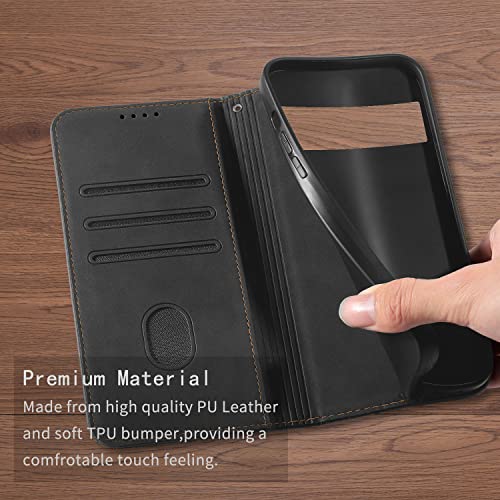 Oduio 7 Pro 5G (6.7") Wallet Case Premium PU Leather Flip Folio Case with [Shockproof TPU Inner Shell] Card Holders Slots Magnetic Kickstand Phone Cover, Black