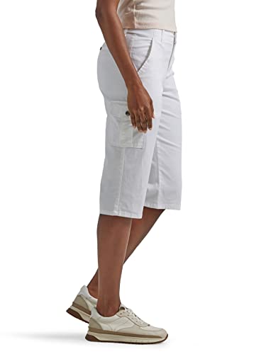 Lee Women's Flex-to-Go Mid-Rise 17" Cargo Skimmer Capri Pant, White, 16 Reg