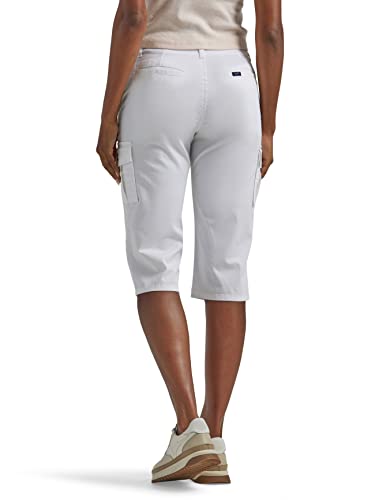 Lee Women's Flex-to-Go Mid-Rise 17" Cargo Skimmer Capri Pant, White, 16 Reg