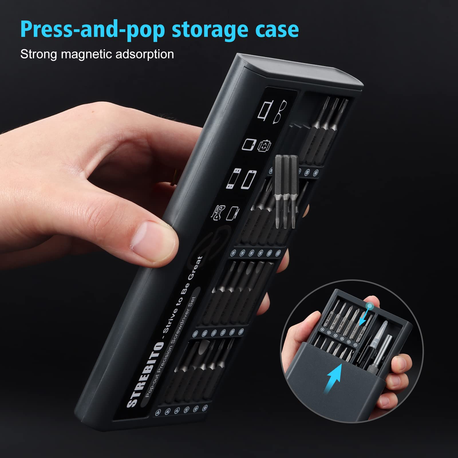 STREBITO Micro Screwdriver Set 50 in 1 Precision Screwdriver Set, Electronics Tool Kit Screwdriver Kit - Computer, iPhone, Macbook, PS4, PS5, Nintendo, Xbox Controller Repair Kit, S2 Multi Bit Driver