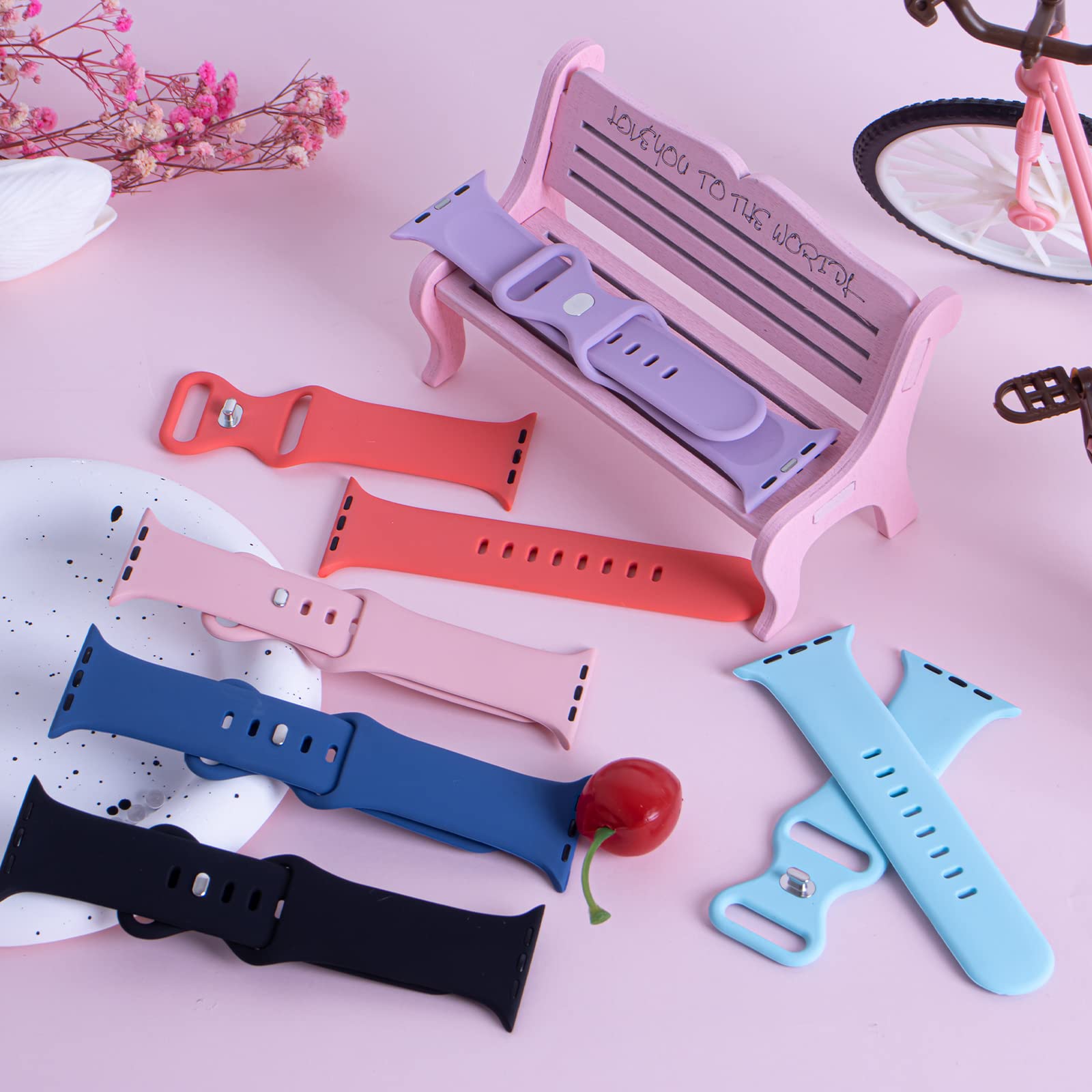 3 Pack Silicone Strap Compatible with Kids Apple Watch Band, Soft Sport Replacement Bands for iWatch Series10 9 8 7 6 5 4 3 2 1 SE 38mm 40mm 41mm 42mm, Boy Girl Small Wrists-Black+NavyBlue+SkyBlue