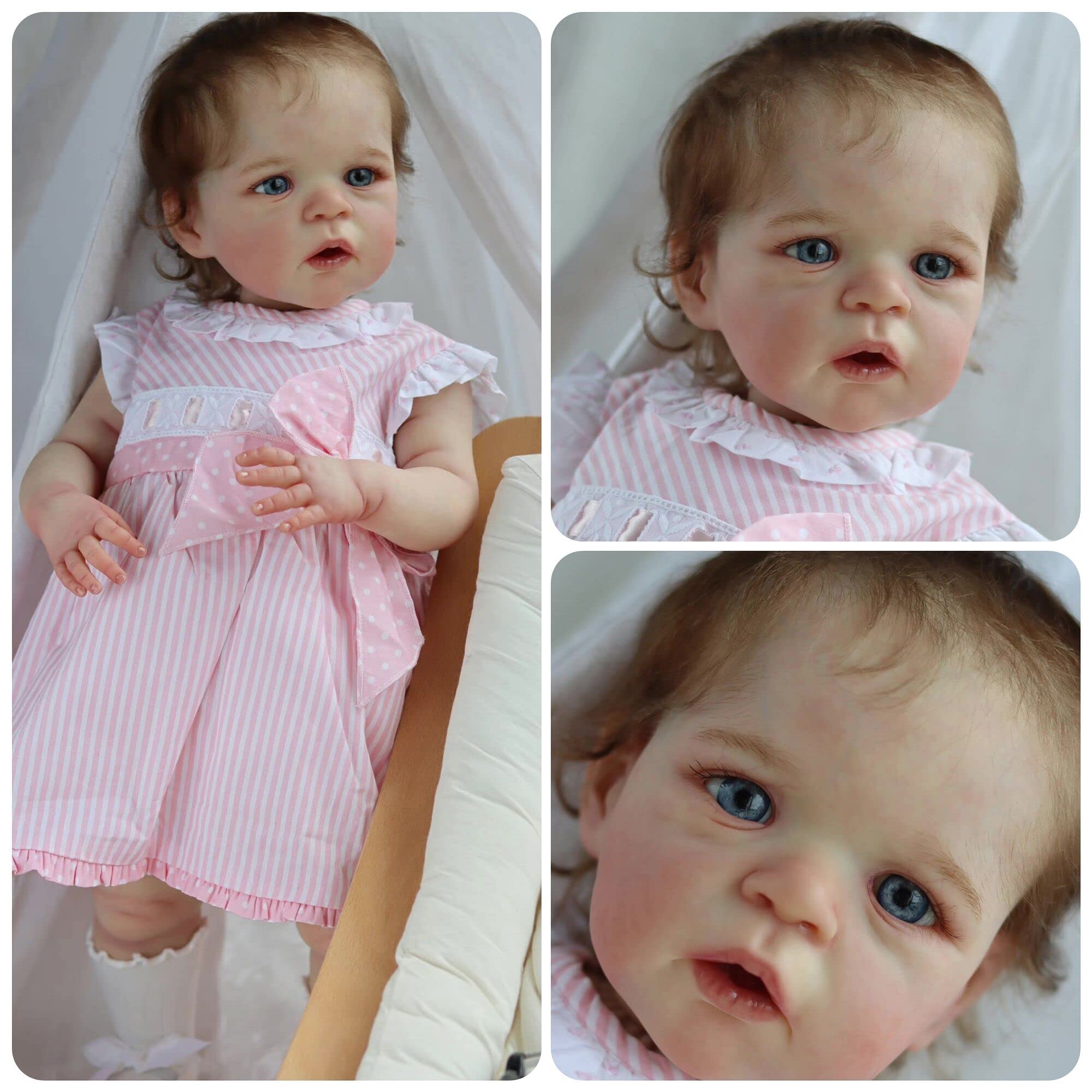 iCradle 24Inch Reborn Baby Dolls Silicone Toddler Dolls Realistic Newborn Babies Toys Weighted Soft Body Lifelike Doll Toys Set for Kids Birthday Age3+