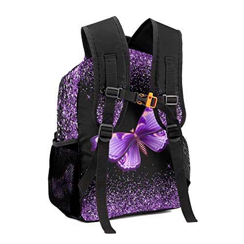 ArtGift Custom Print Purple Butterfly Waterproof Backpack for Birthday Holiday Gift, 12.2(L) x 5.9(W) x 16.5(H) Inch