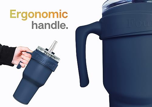 Four Leaf TrustyMate – 100% Leak Proof 40 Oz Tumbler with Handle and Built-In Straw Lid – Insulated Leak Proof Stainless Steel Tumbler