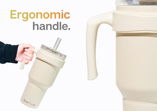 Four Leaf TrustyMate β 100% Leak Proof 40 Oz Tumbler with Handle and Built-In Straw Lid β Insulated Leak Proof Stainless Steel Tumbler