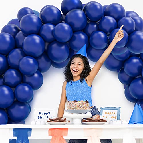 JOYYPOP Navy 100pcs Balloons, Latex Party Balloons for Graduation, Birthday, Anniversary, Nautical Party Decorations, 12 Inch Blue Balloons, Includes Ribbons