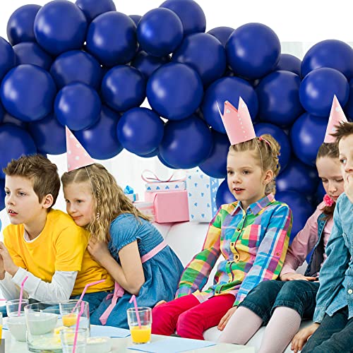 JOYYPOP Navy 100pcs Balloons, Latex Party Balloons for Graduation, Birthday, Anniversary, Nautical Party Decorations, 12 Inch Blue Balloons, Includes Ribbons