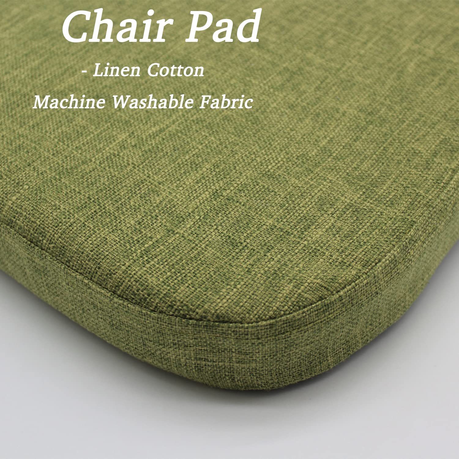 ZYHOONE Chair Pads with Ties for Dining Chairs - Indoor Kitchen Room No Slip Seat Cushion Pad with Machine Washable Cover [14.5 X 15.5 X 2 Inches] - Green