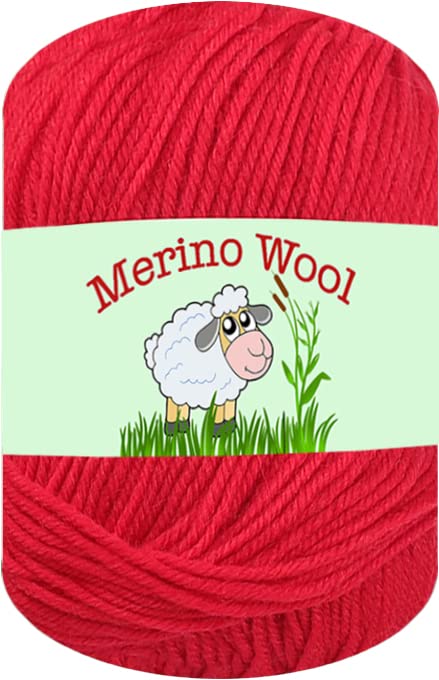Sunny Cat 100% Pure Merino Wool Yarn for Knitting – 6pcs Merino Wool Yarn for Knitting and Crocheting – 1.8oz(10.8oz) Wool Skeins – Light/DK Weight –130yrds (780yrds Total) (07 Deep Red)