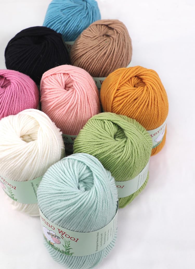 Sunny Cat 100% Pure Merino Wool Yarn for Knitting – 6pcs Merino Wool Yarn for Knitting and Crocheting – 1.8oz(10.8oz) Wool Skeins – Light/DK Weight –130yrds (780yrds Total) (07 Deep Red)