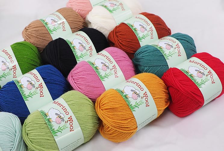 Sunny Cat 100% Pure Merino Wool Yarn for Knitting – 6pcs Merino Wool Yarn for Knitting and Crocheting – 1.8oz(10.8oz) Wool Skeins – Light/DK Weight –130yrds (780yrds Total) (07 Deep Red)