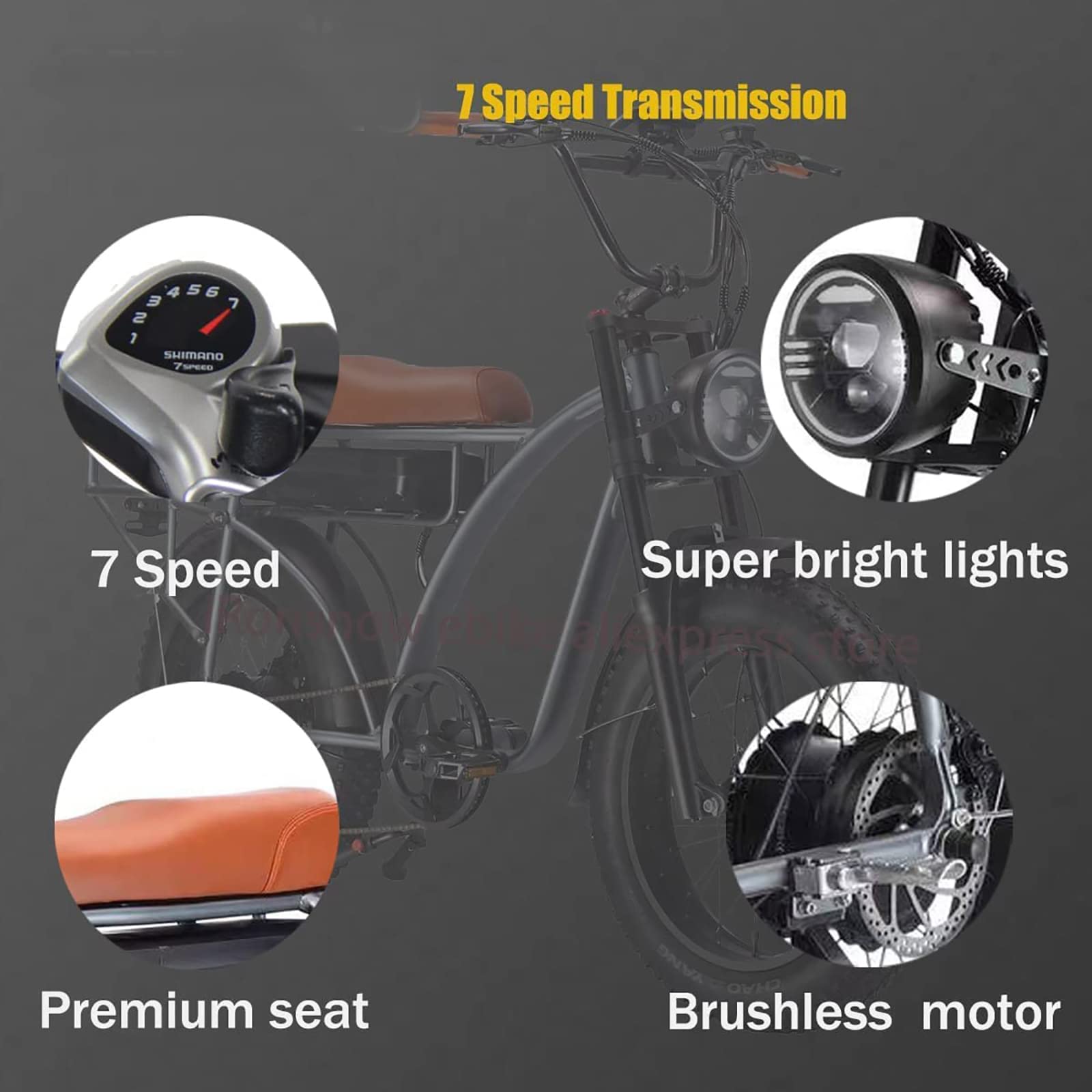 Accinouter SMLRO E5 Plus Electric Bike for Adults 20" x 4.0 Fat Tire with 2000W Dual Brushless Motor, 45 KM 30MPH Shimano 7 Speed MTB, 48V 18Ah Removable Battery, Cargo Bike