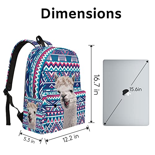 Psxnvid Alpaca Llama Backpack Cartoon Cute Alpaca Bohe Backpacks Travel Hiking Laptop Backpack for Women Men Girls Boys